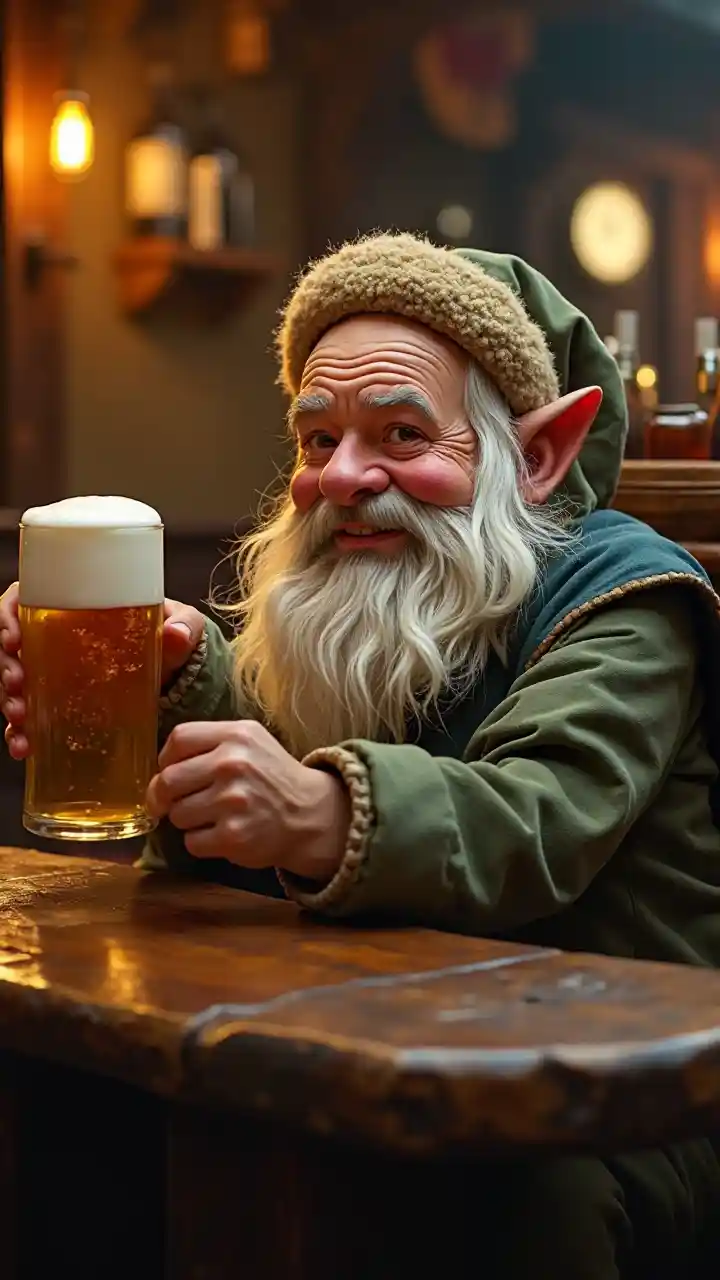 The Cheerful Dwarf Sipping Beer at the Pub