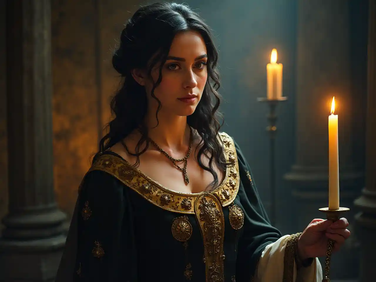 The Dark Ambition of Lady Macbeth with a Candle
