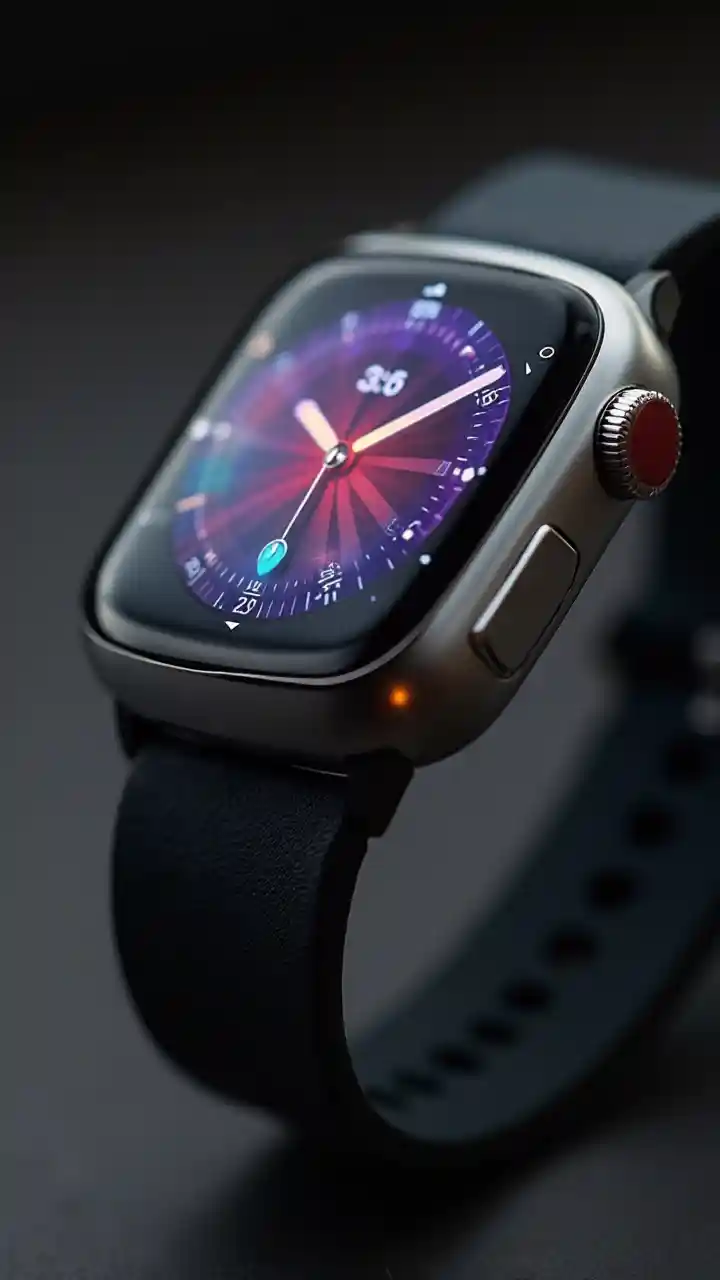 Detailed View of a Colorful Screen Silver Smartwatch