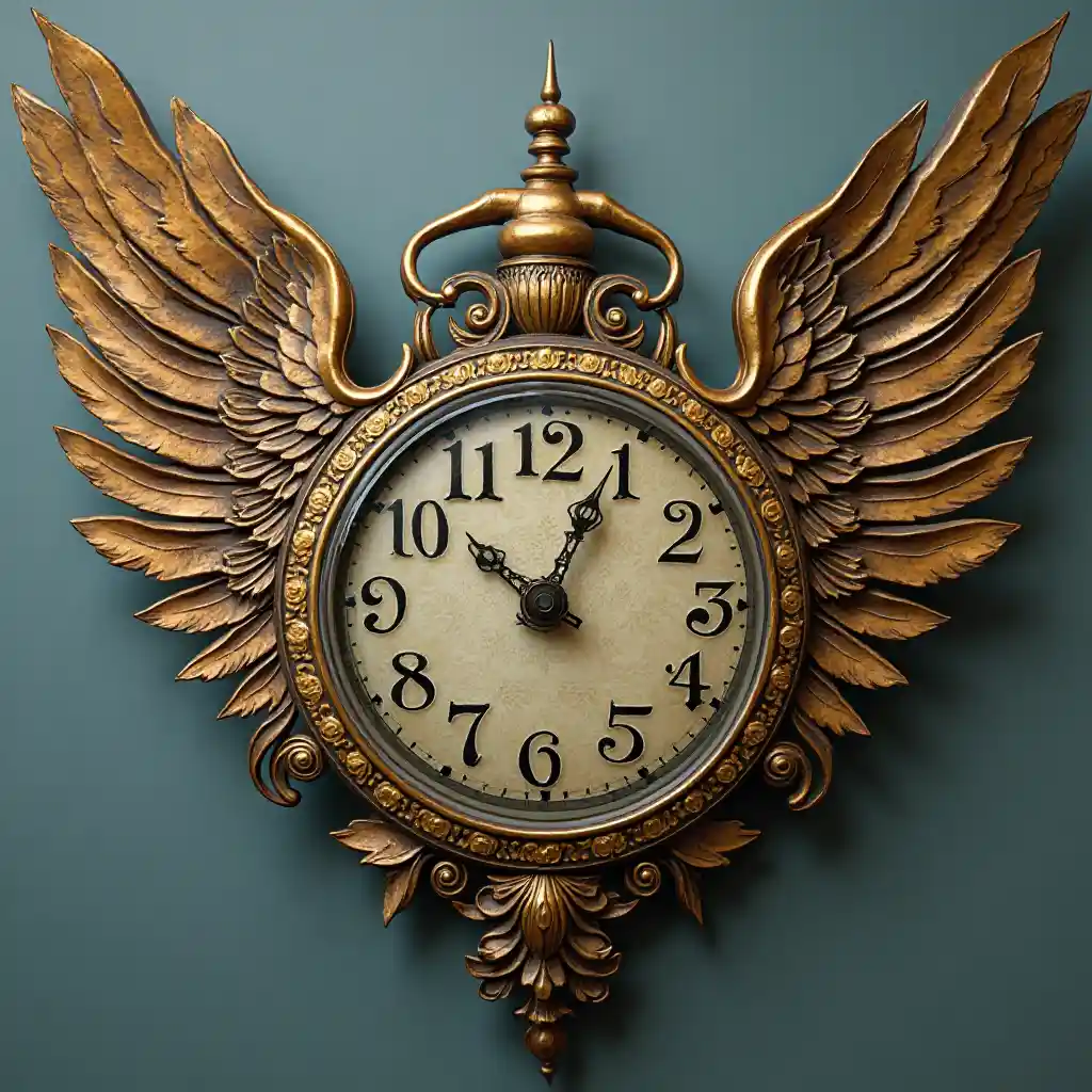 The Enigmatic Clock with Winged Design