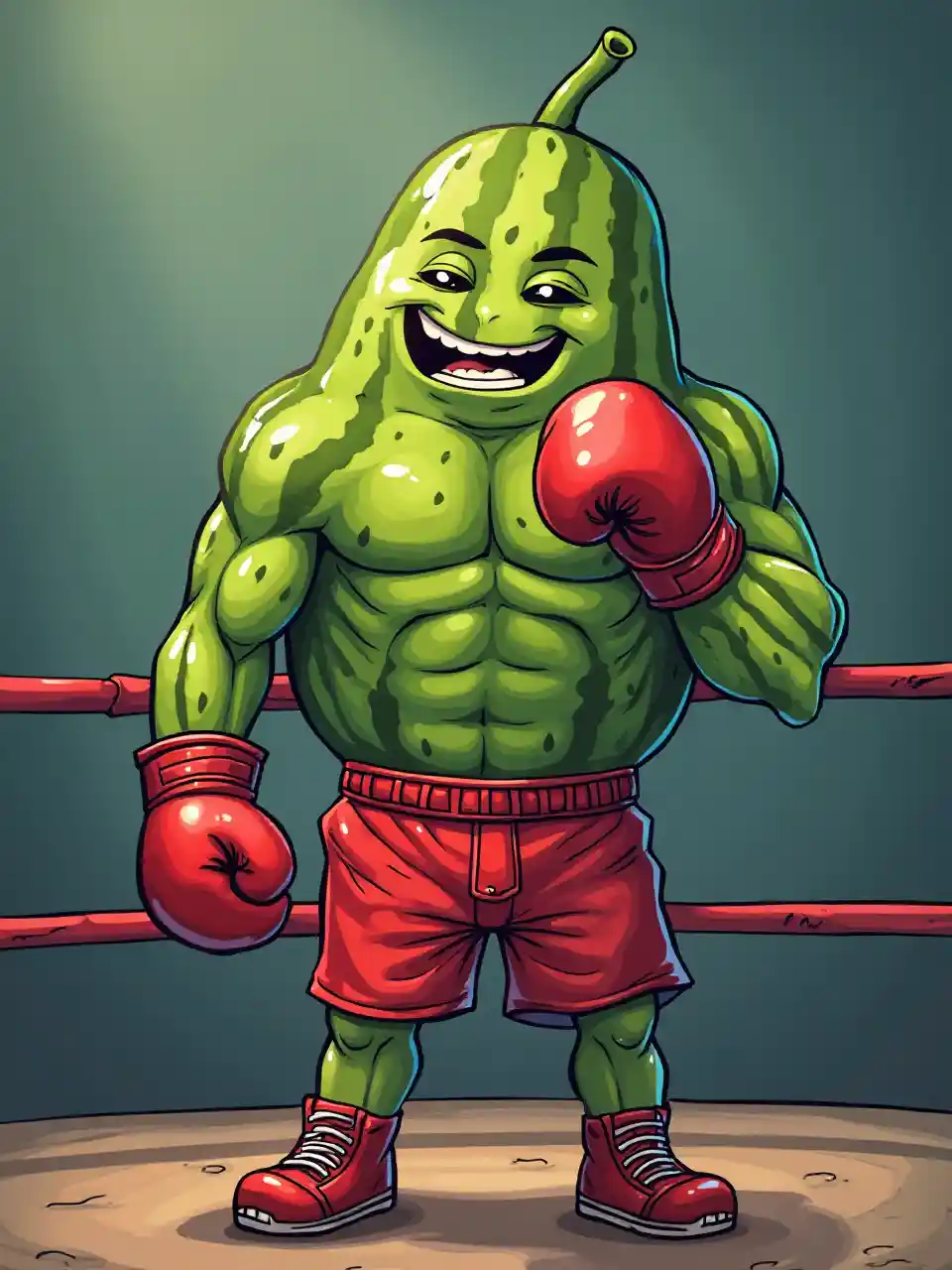 Boxing Watermelon Character in a Cartoon Showdown