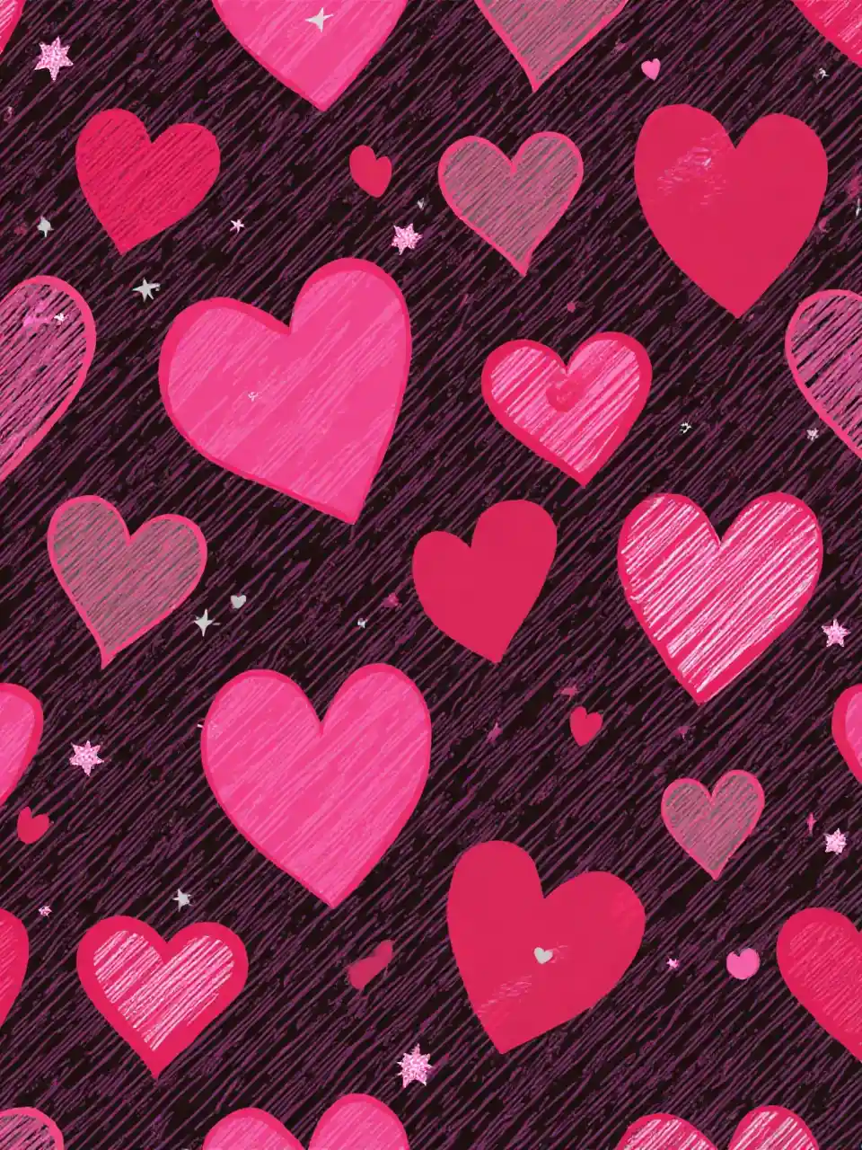 Stylish Hot Pink and Black Heart Pattern Design