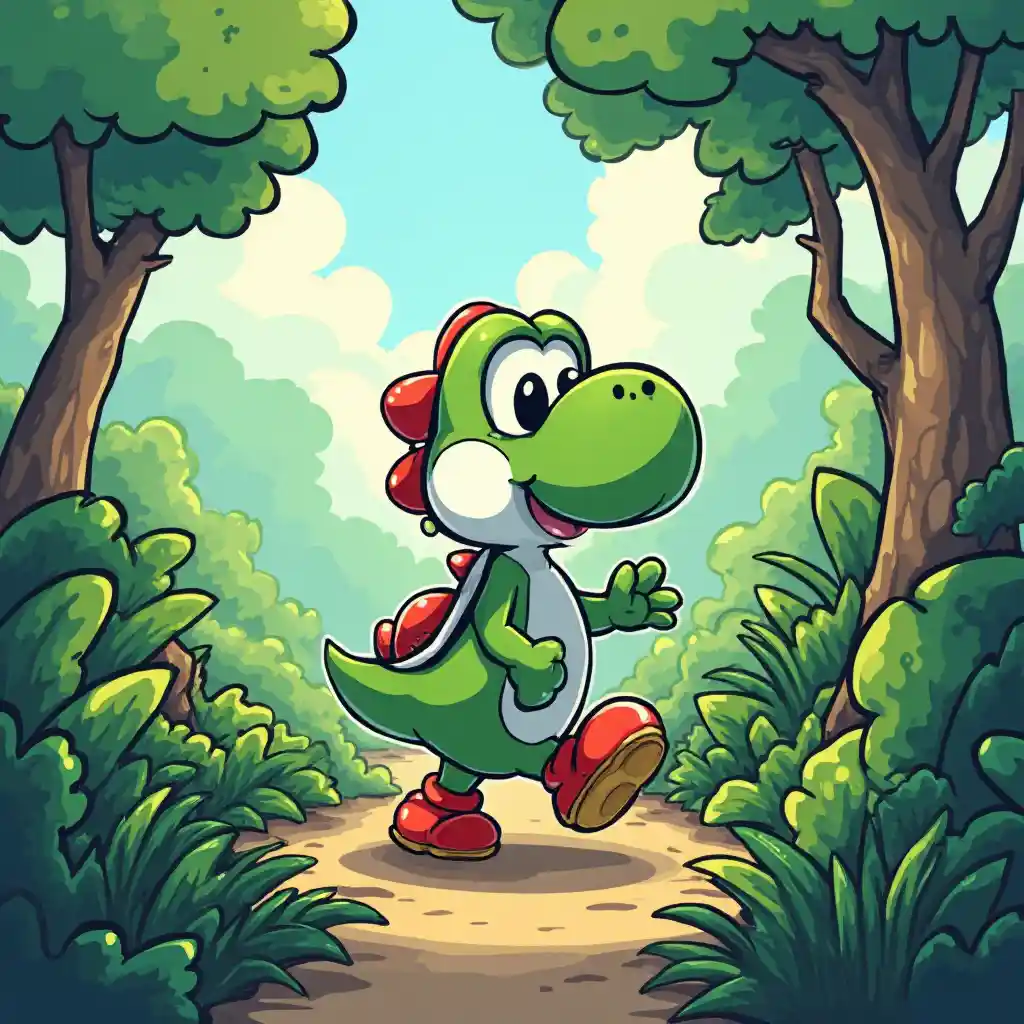 Yoshi's Adventurous Journey Through a Colorful Jungle