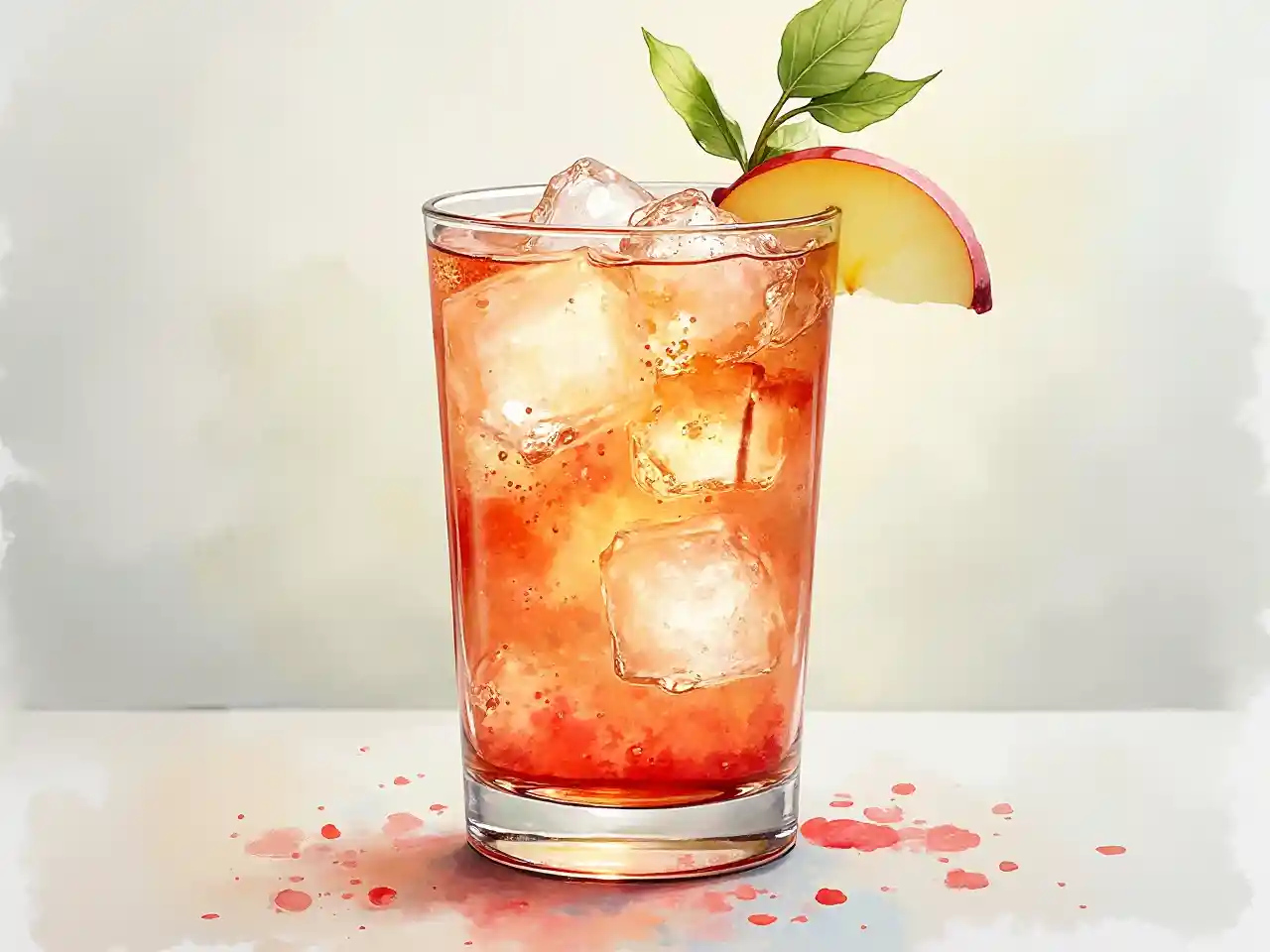 A Beautiful Watercolor Illustration of Apple Spritz Cocktail