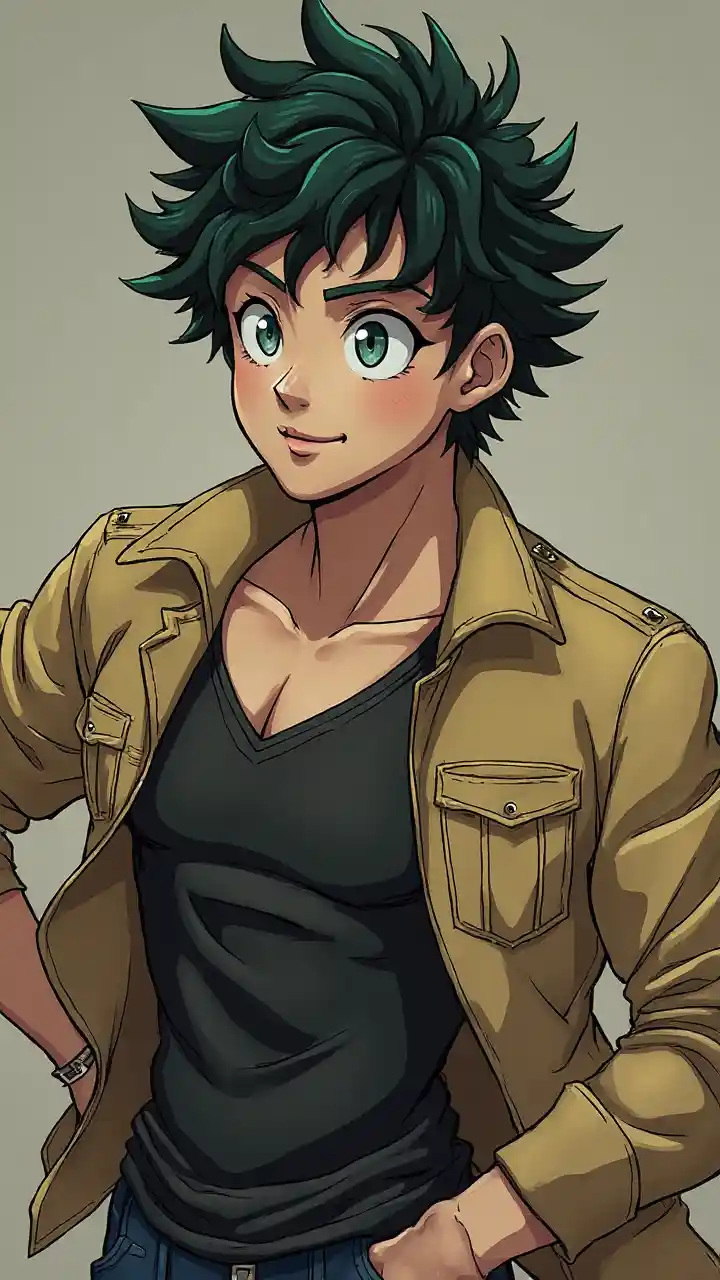 Deku from My Hero Academia Exuding Confidence and Charm