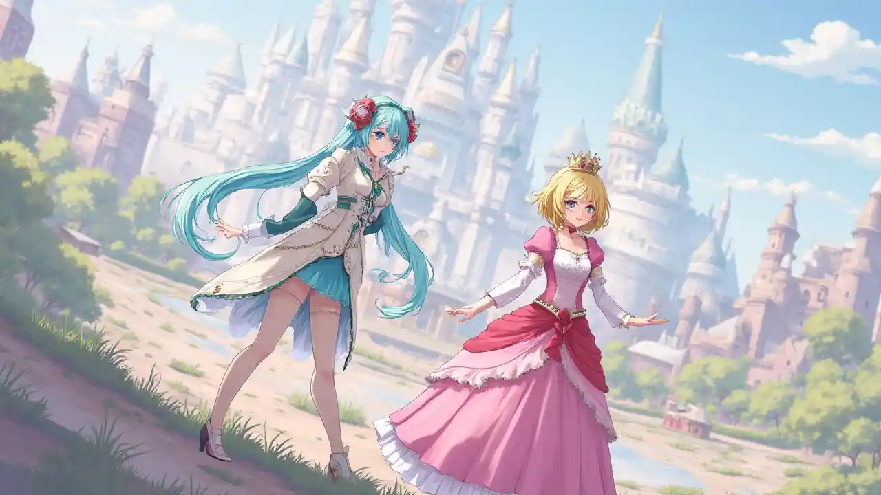 A Fantasy Encounter Between Hatsune Miku and Princess Peach