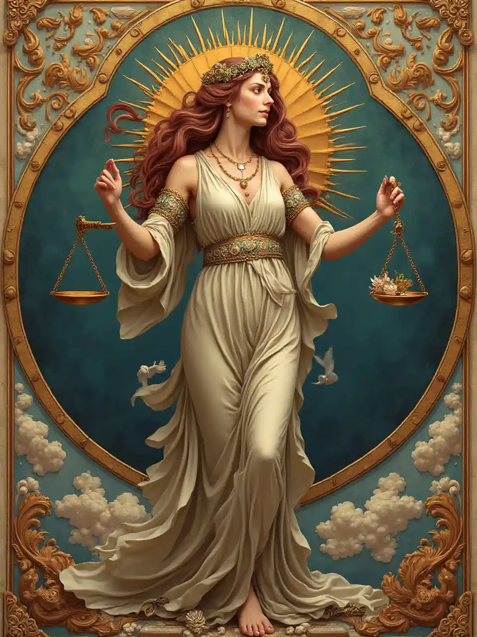 Representation of Libra as a Female Goddess Figure