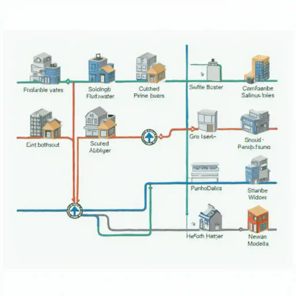Visual Representation of a Water Distribution Network Diagram