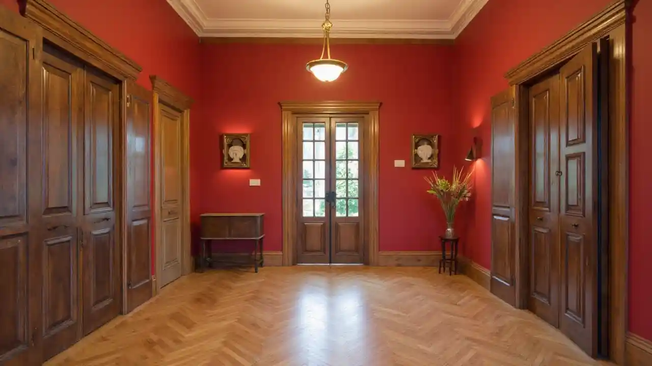 Exploring the Aesthetics of a Red-Walled Vestibule Interior