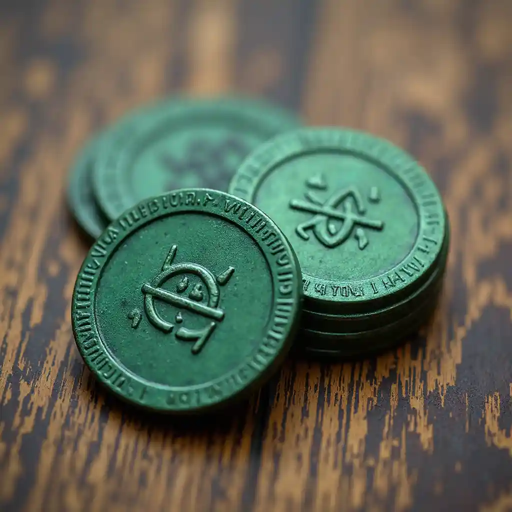 Ancient Runes on Green Metal Coins Unveiled
