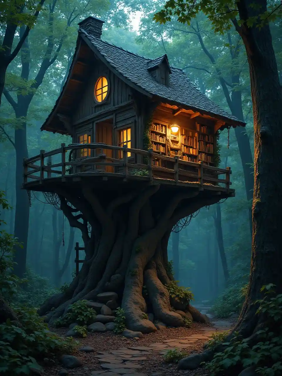 Discovering a Secret Treehouse Library in the Enchanted Woods