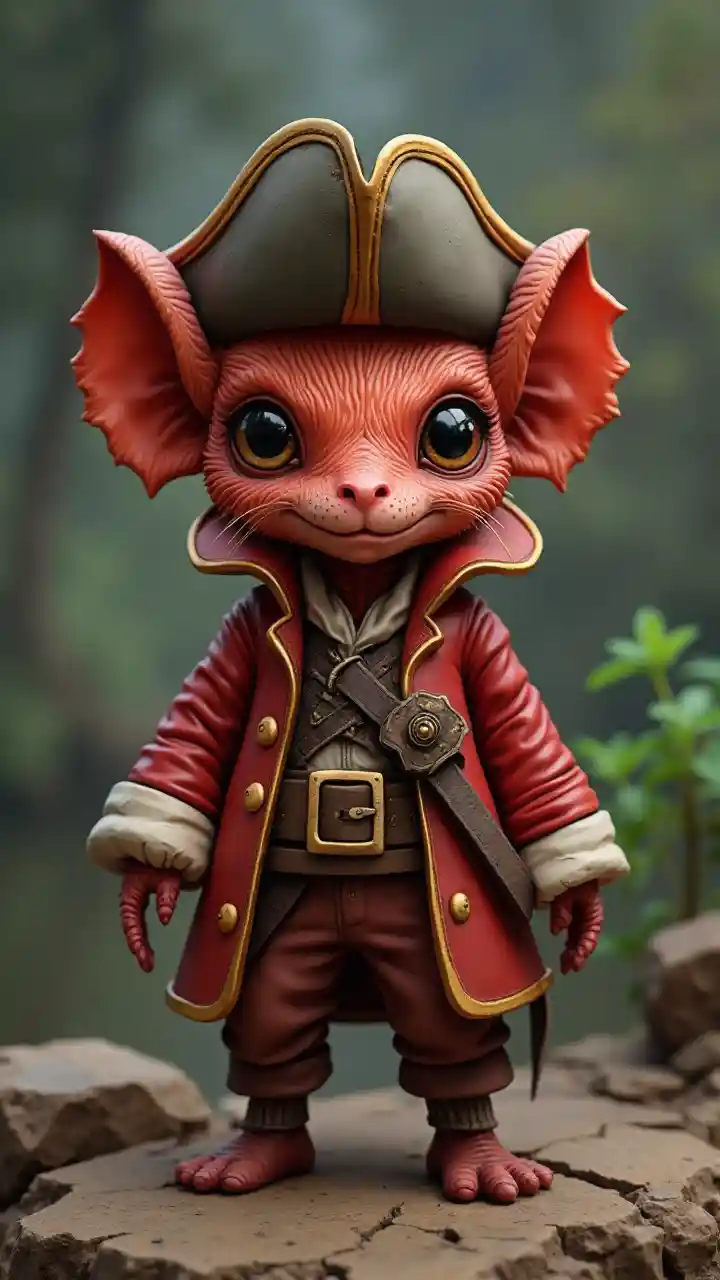 The Adorable Pirate Kobold Creature in Red Outfit