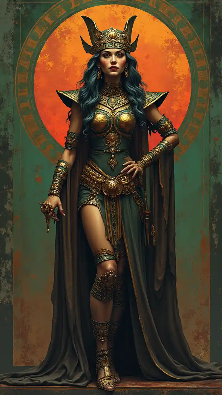 Art Deco Aztec Centurion Witch Design in Disney Style