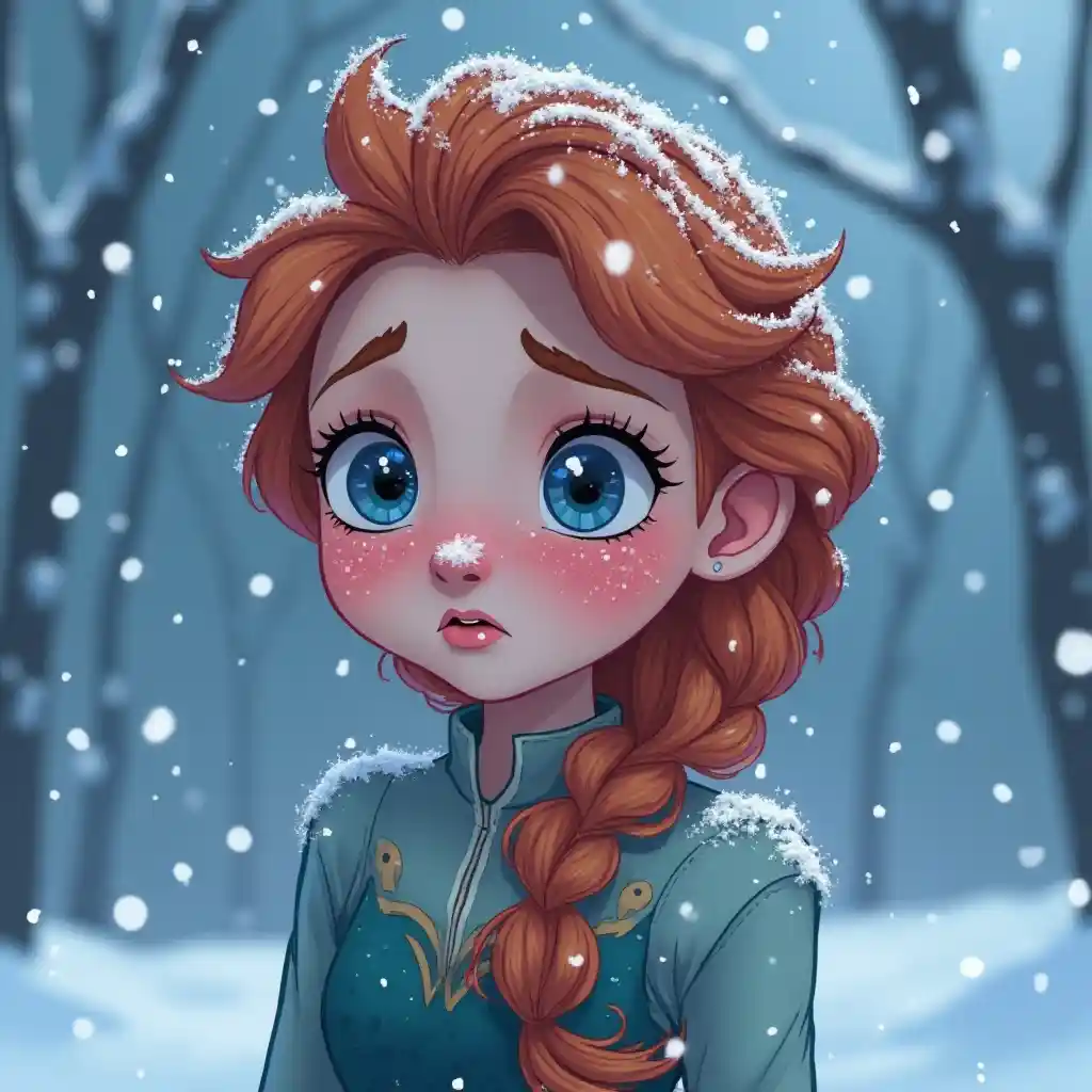Sad Illustration of Elsa Crying in the Snow