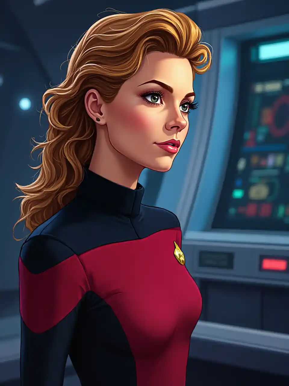 Vibrant Star Trek Artwork Featuring Young Captain Janeway