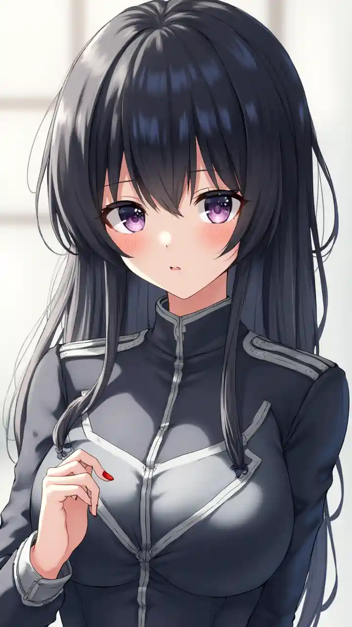 Anime Girl Admiral with Black Hair and Aviator Sunglasses