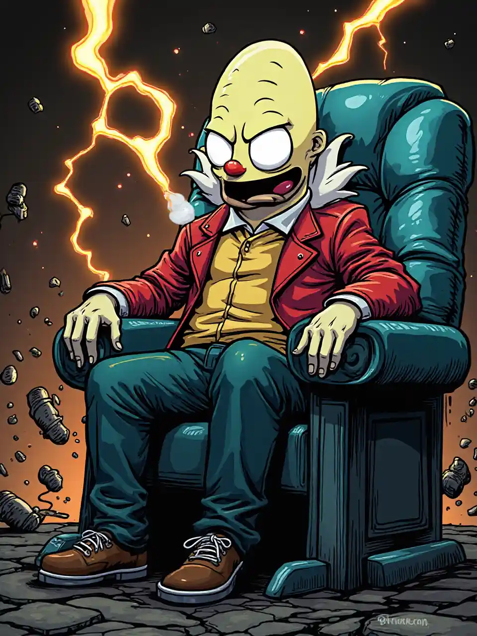 Dr. Eggman in Electric Chair Comic Art Style
