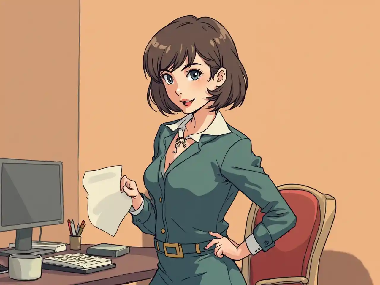 Exploring Retro Anime Style in Secretary Character Design