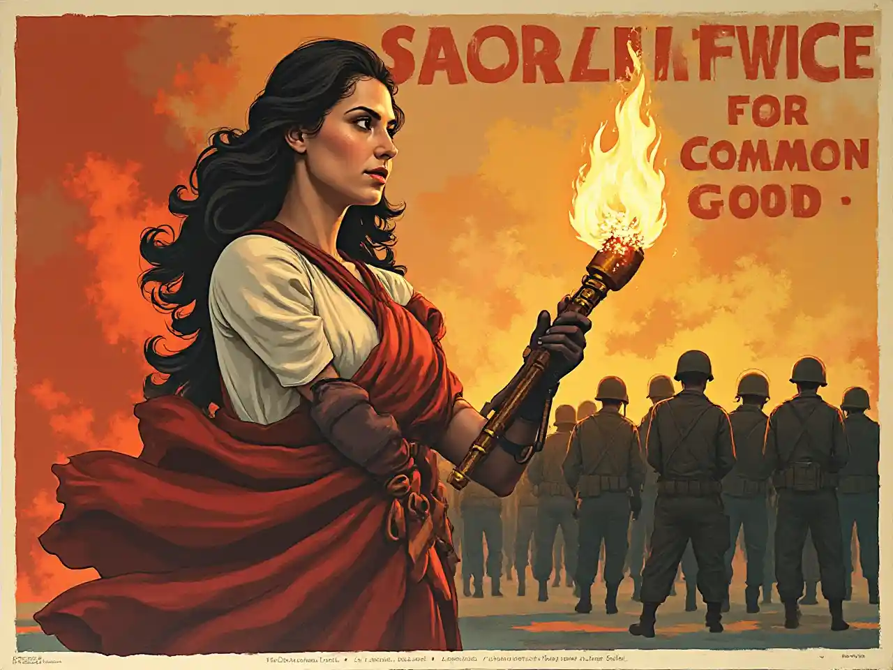 A Powerful Propaganda Poster Promoting Sacrifice for Unity