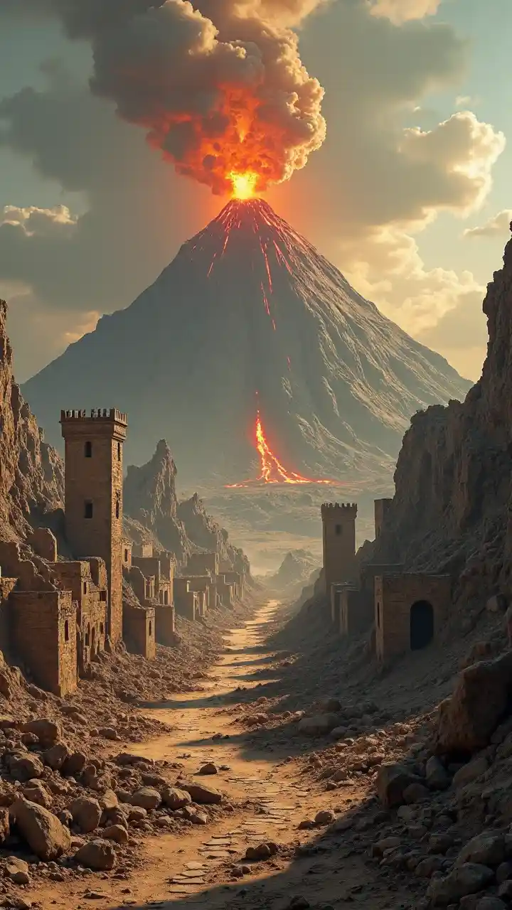 The Ruins of a Medieval City Devastated by Volcano Eruption