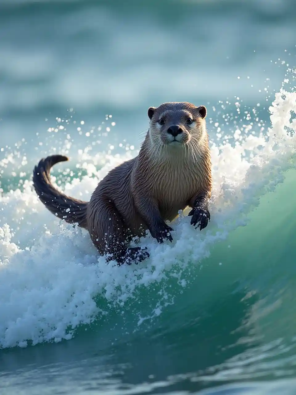The Playful Otter Riding the Ocean Waves