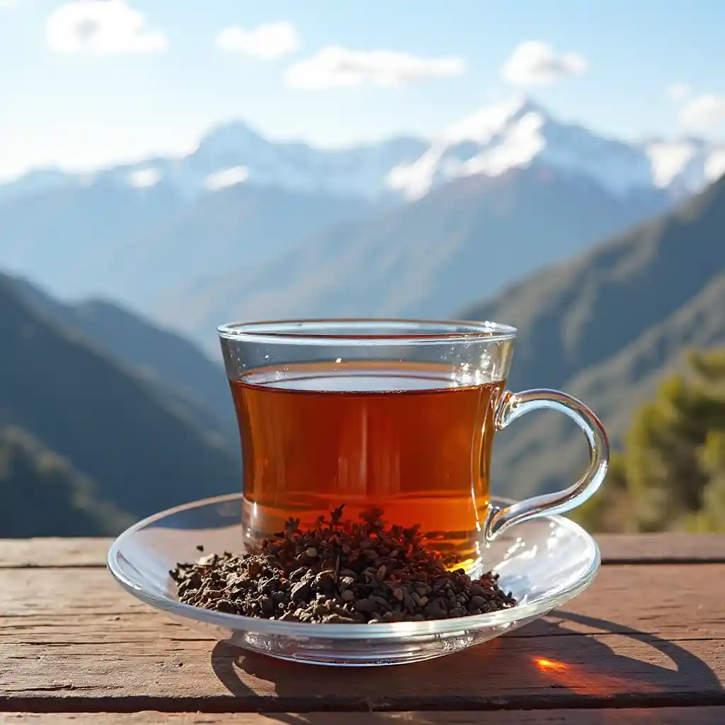 Kenyan Tea Leaves in a Scenic Mountain Setting
