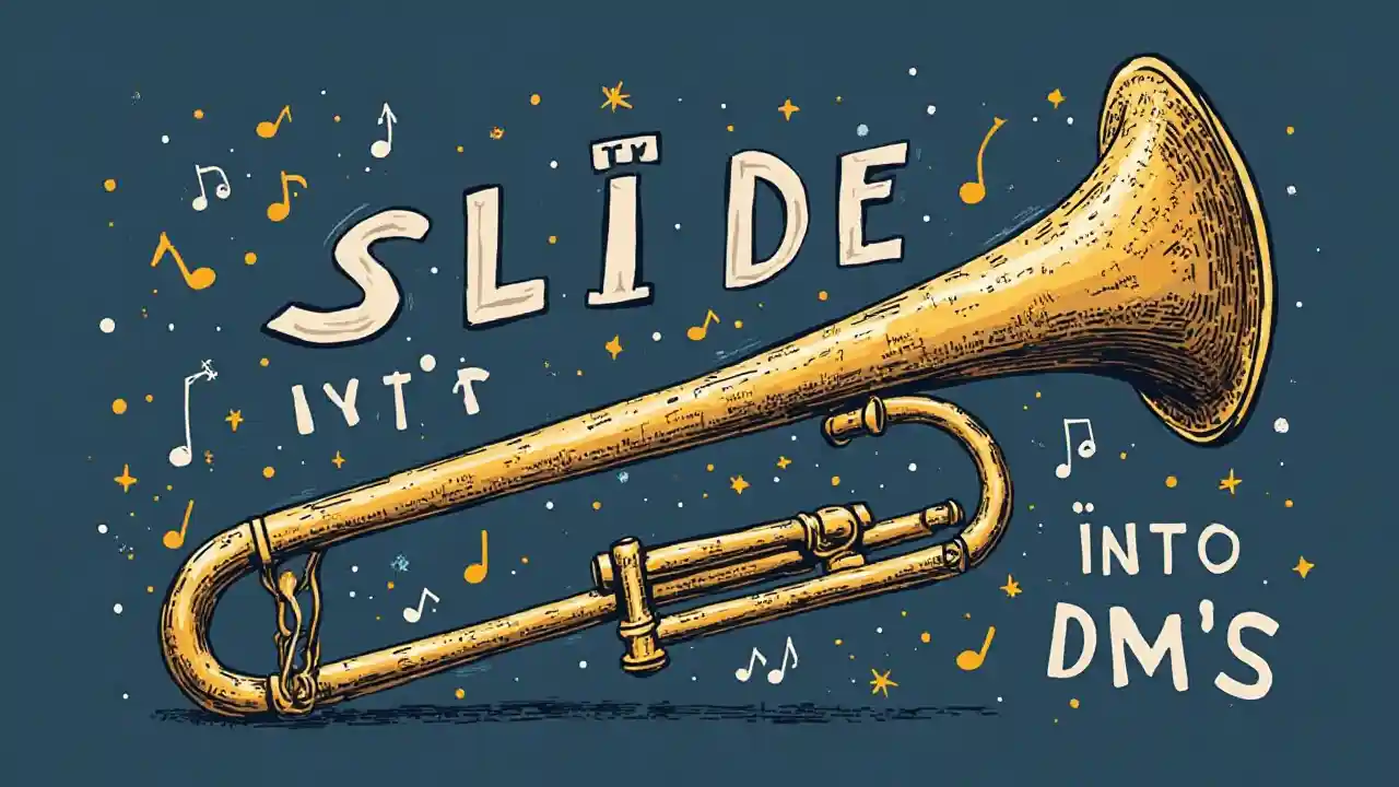 Musical Illustration Featuring Trombone and Sparkling Effects