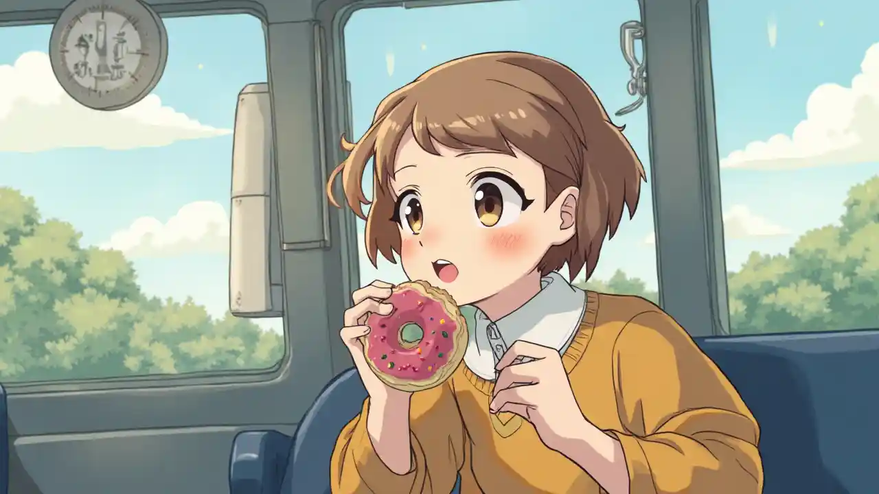 Joyful Moments: Eating a Donut on the Train