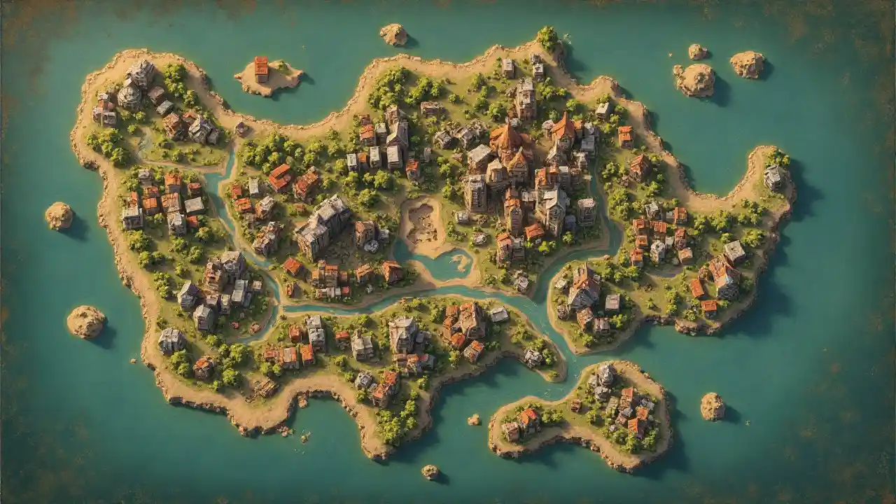 Exploring the Ruins of a Post-Apocalyptic City Map