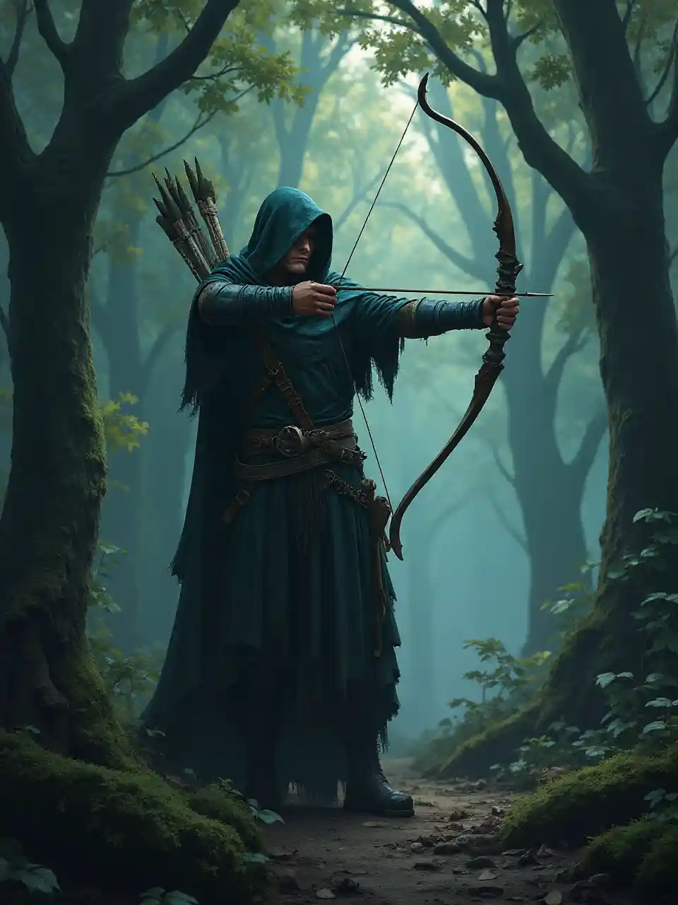 A Drow Archer in the Shadows of the Forest