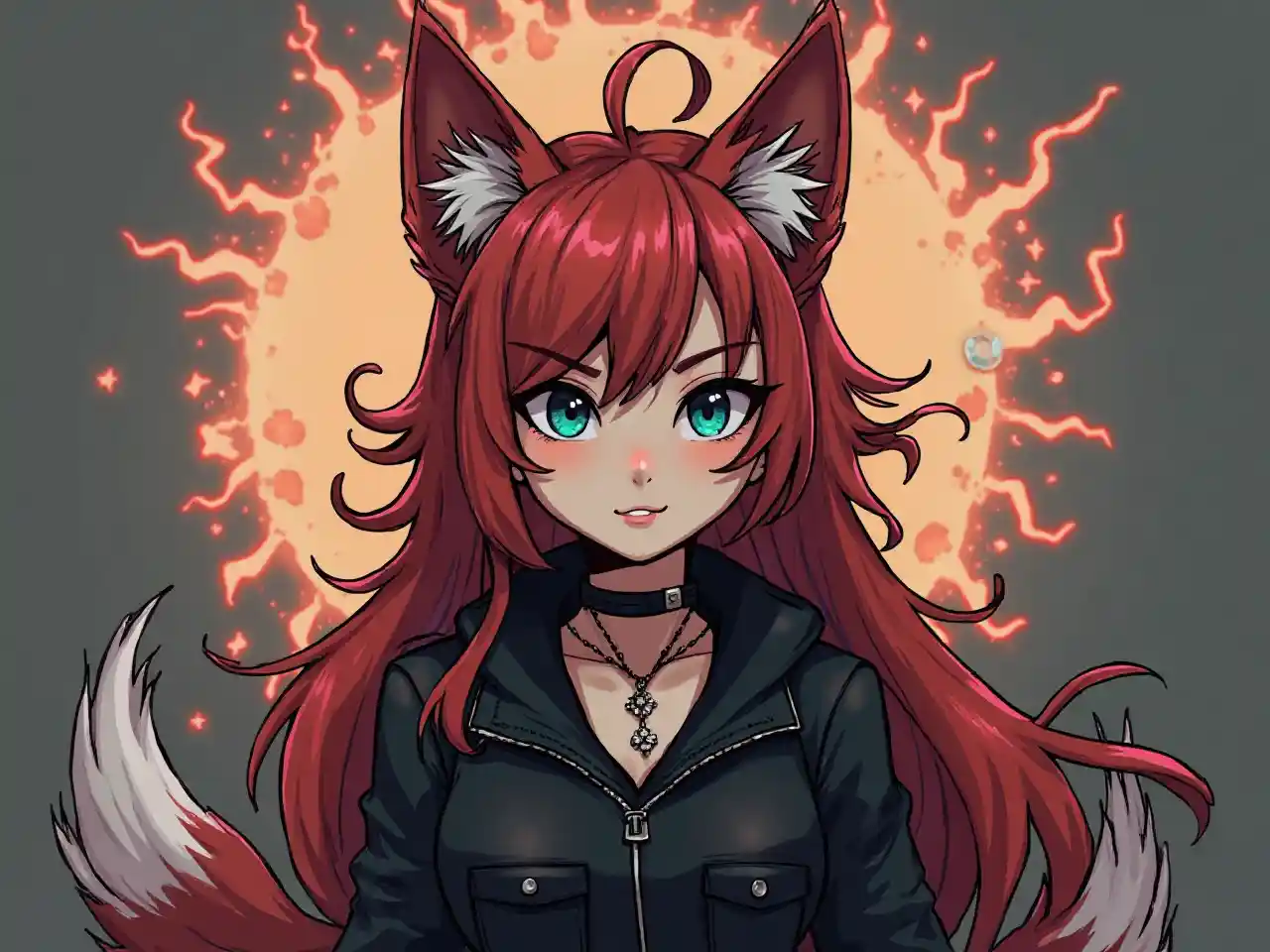Artistic Representation of Punk Goth Fox Character