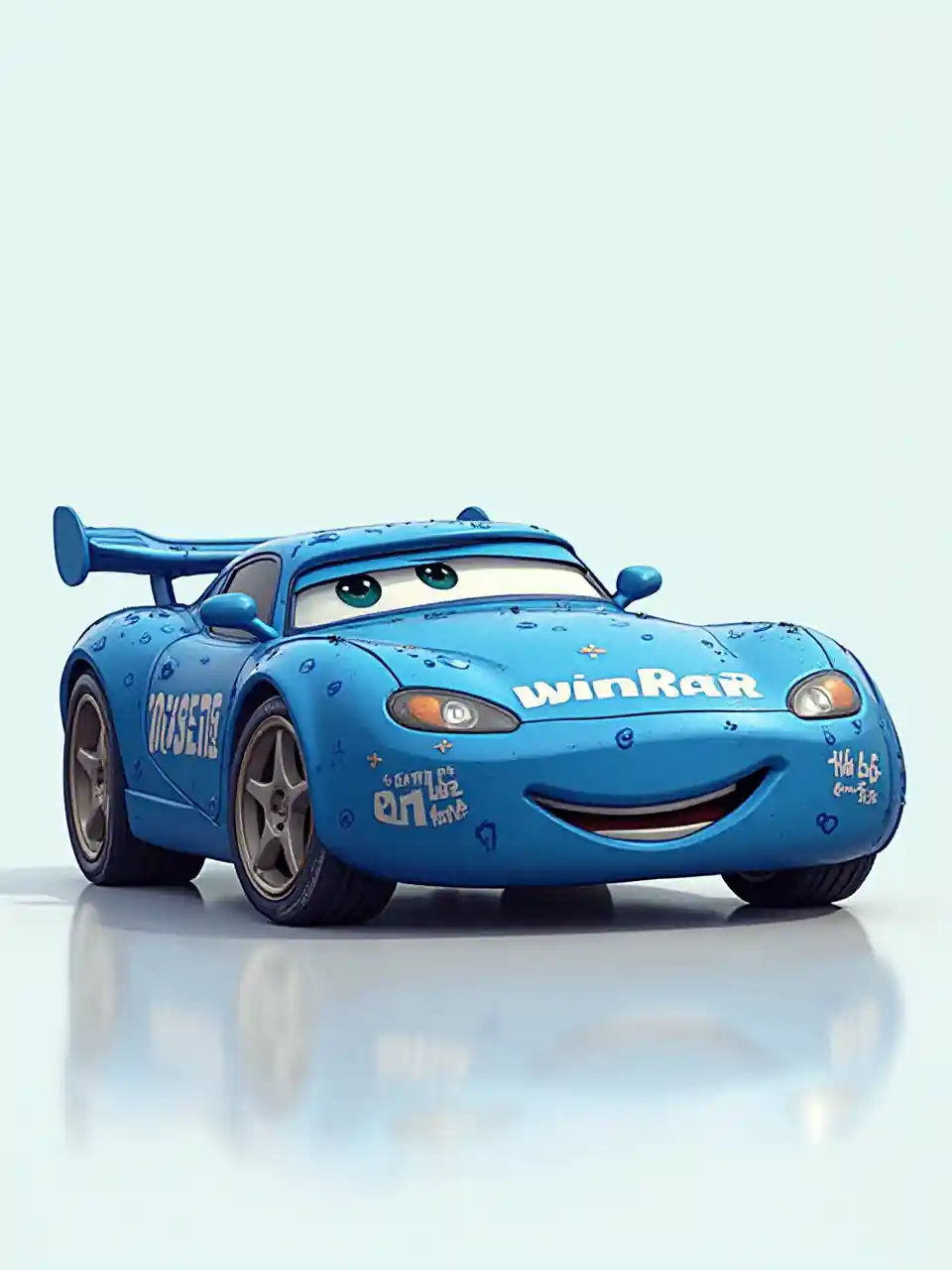 The Colorful Adventures of a Cartoon Car with WinRAR Logos
