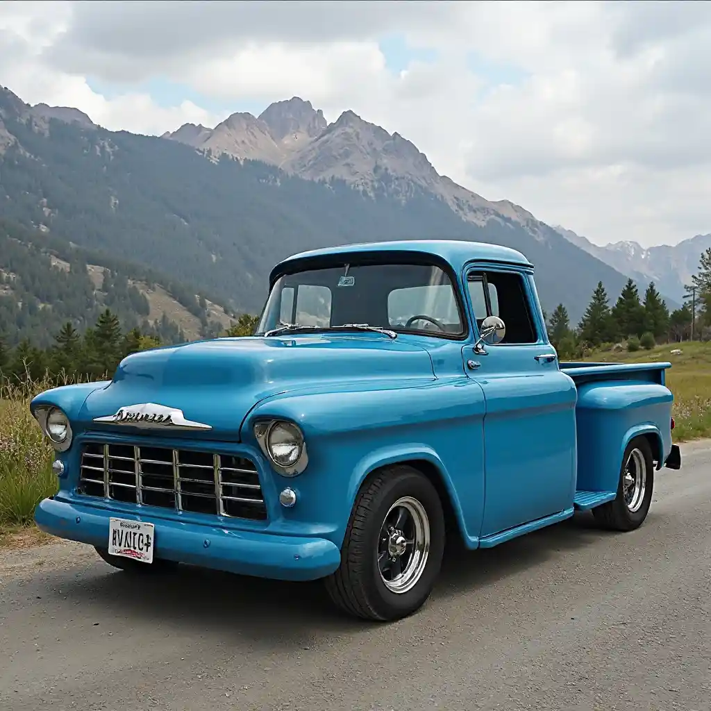 A Vintage Classic Blue Truck in Timeless Style