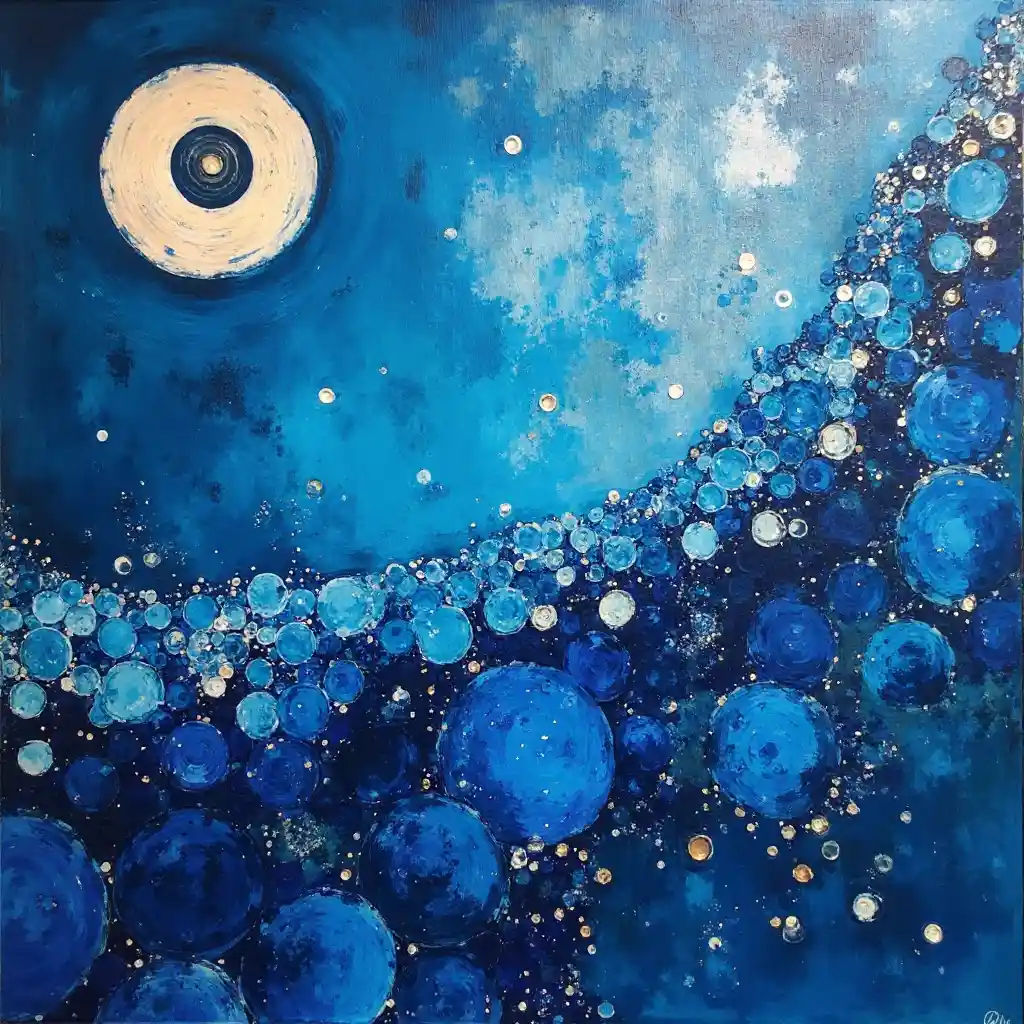 Exploring Blue Marine Abstract Art Inspired by Klimt and Redon