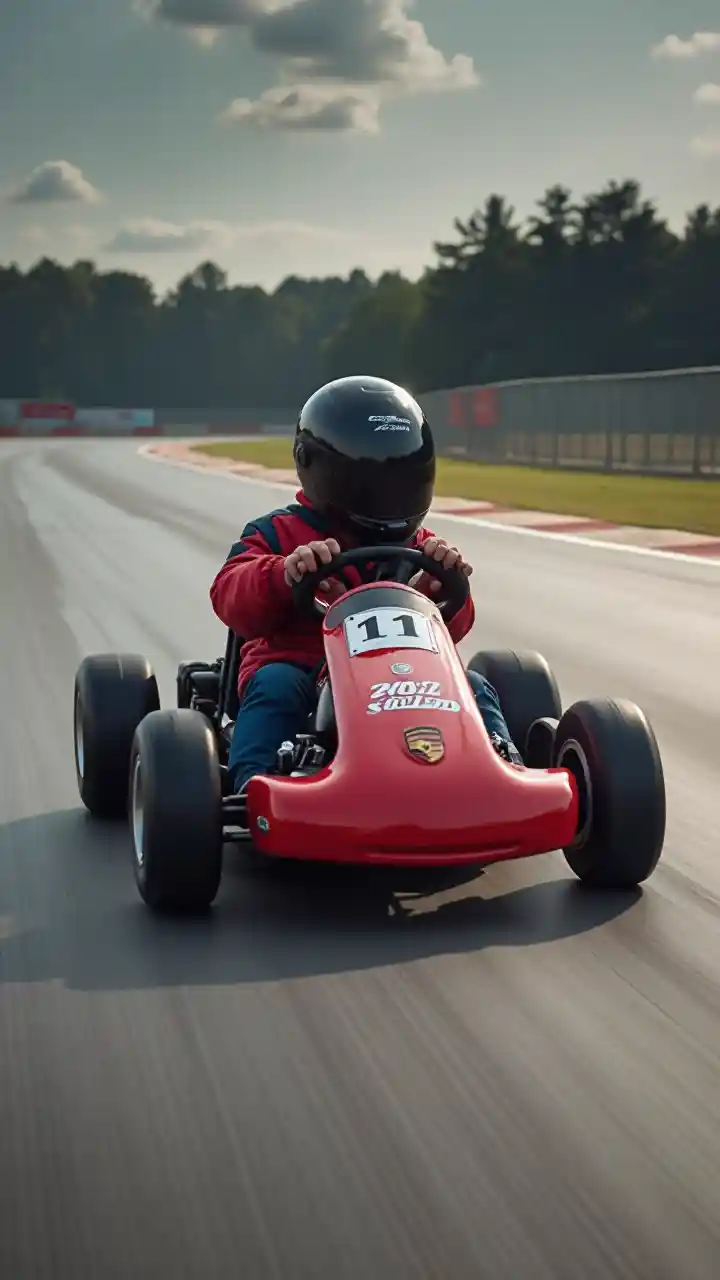 Adventurous Ride on the Track with Red Go-Kart