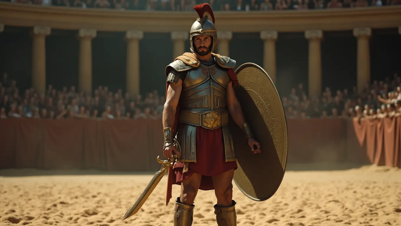 Epic Depiction of an Ancient Roman Gladiator in the Arena