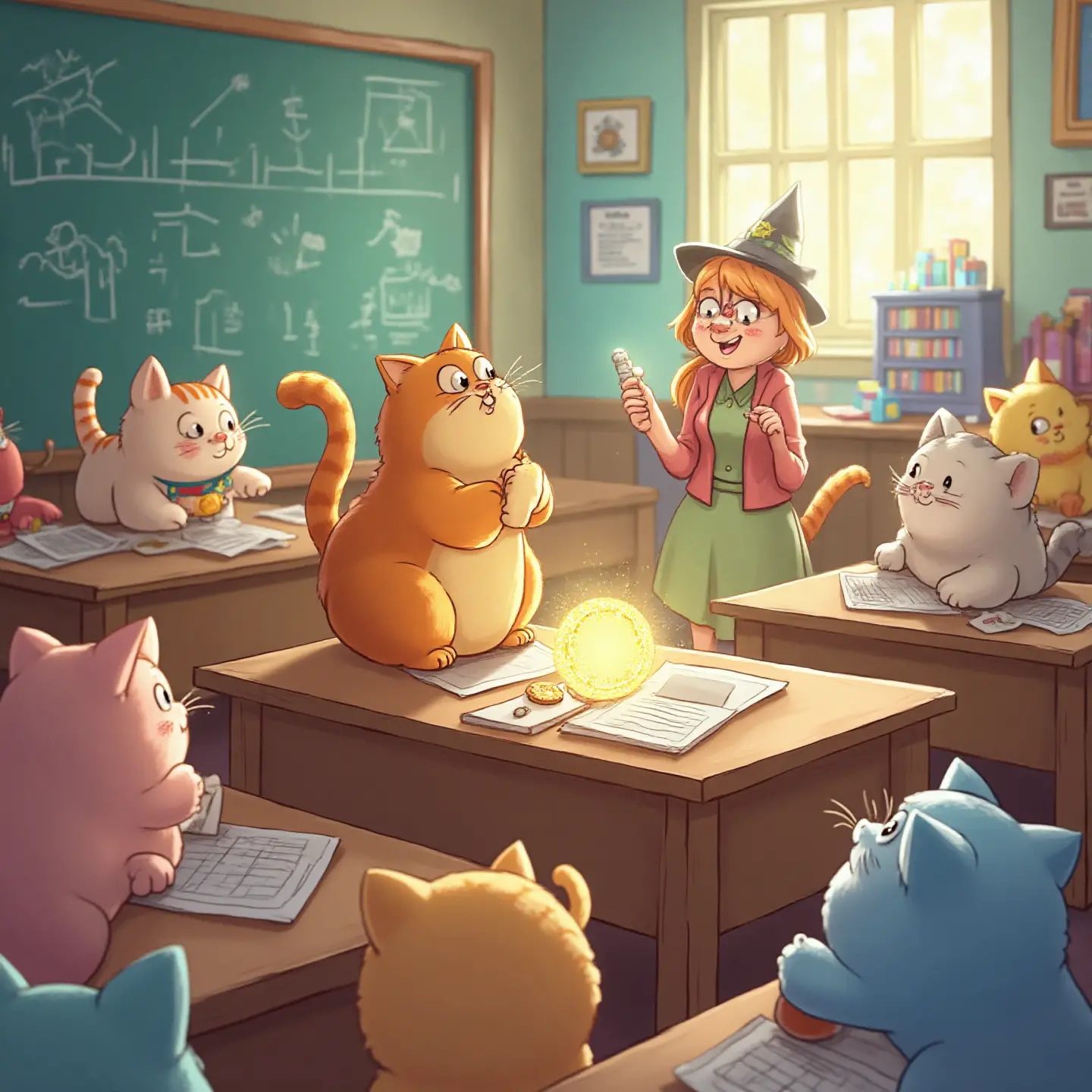 The Magical Adventure of MO the Cartoony Cat in Class