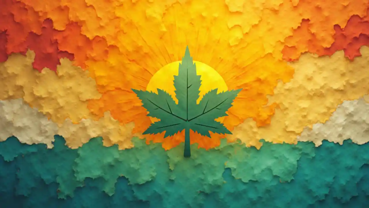 Creative Flag Design Featuring Leaf and Sun Symbols