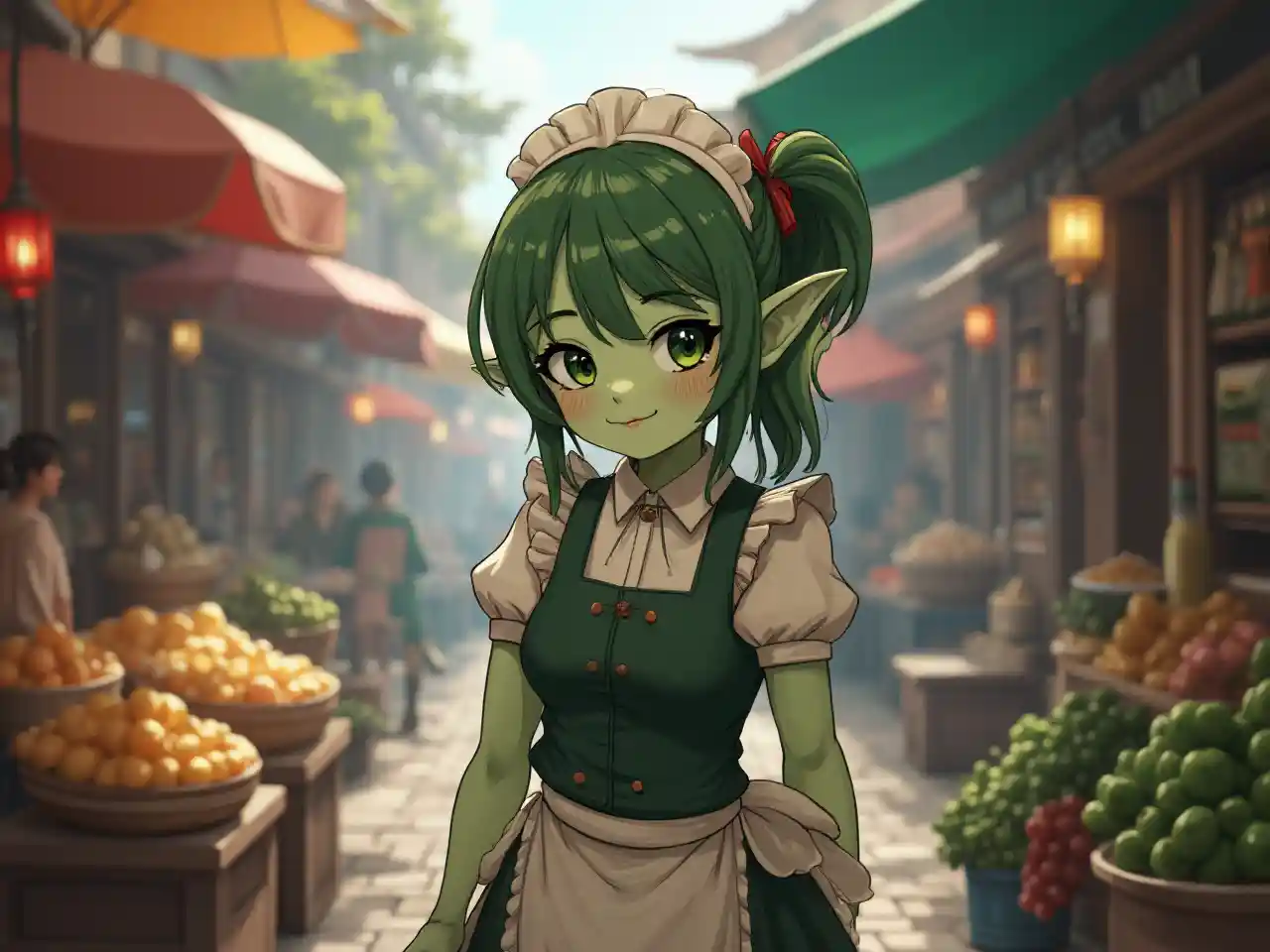 The Enigmatic Green-Skinned Maid in the Marketplace