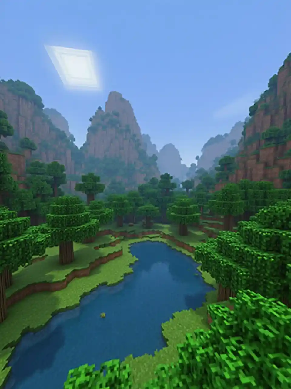 Exploring a Scenic Minecraft Blocky Landscape with Nature