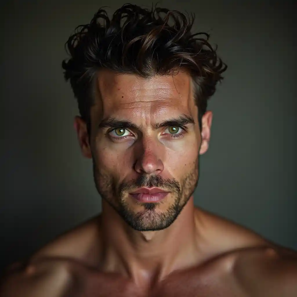 Captivating Portrait of a Muscular Mixed Man