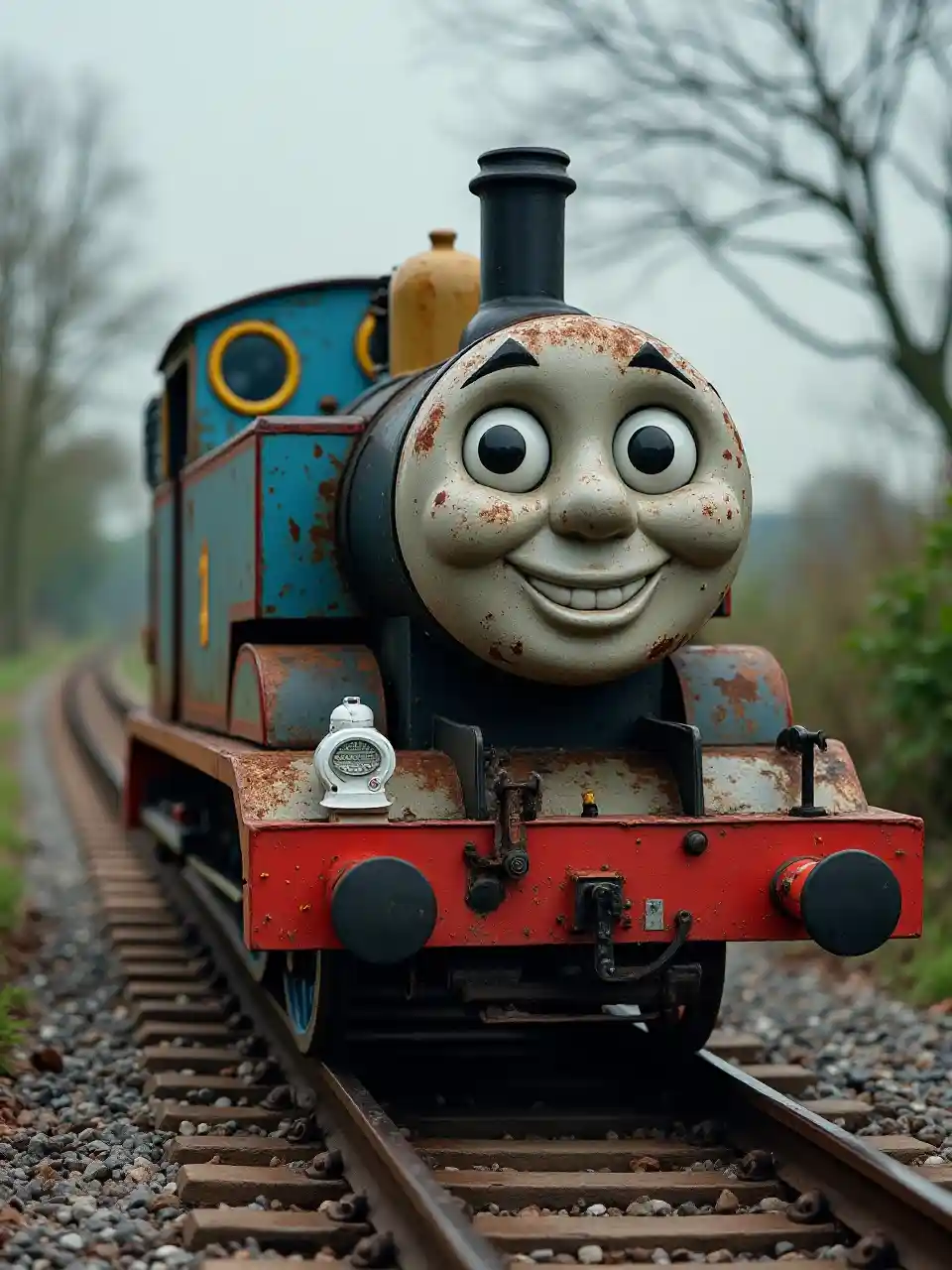 The Worn and Rusty Thomas the Tank Engine on Tracks