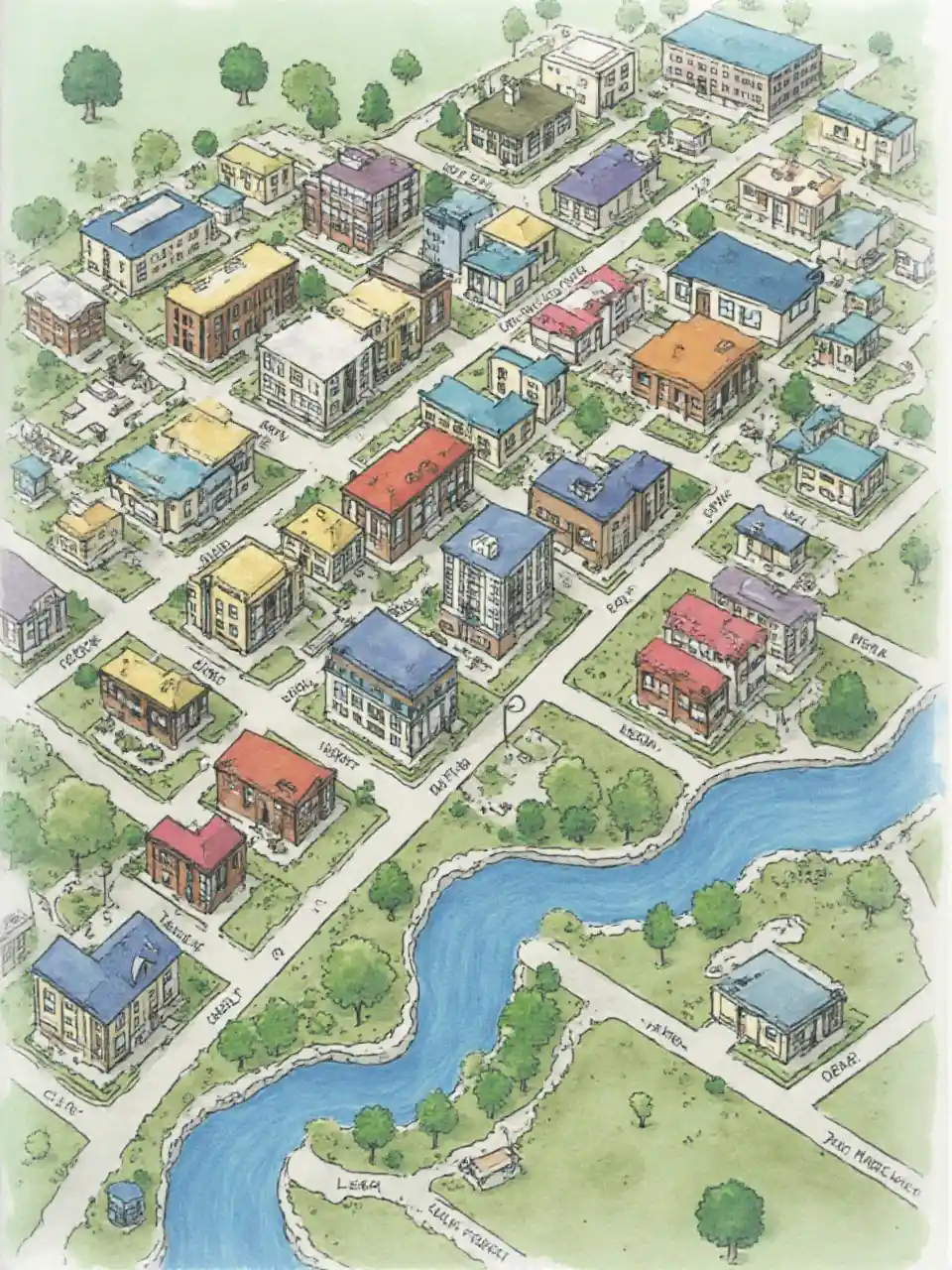 Modern Approach to Town Layout Planning with Labeled Buildings