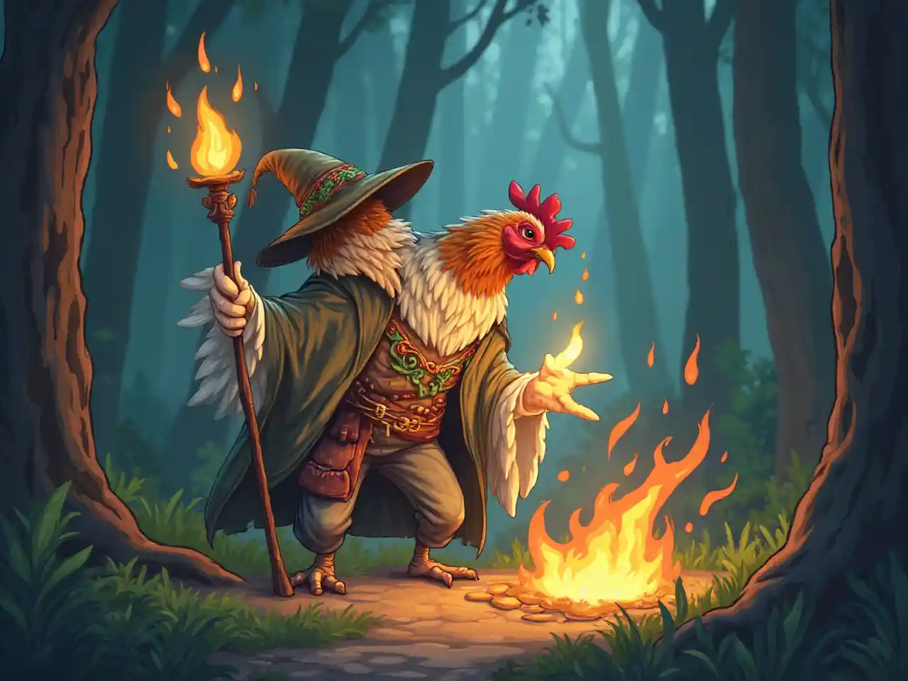 The Enchanted Chicken Wizard in the Magical Forest