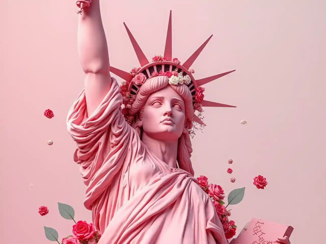 A Stunning Pink Statue of Liberty Floral Design