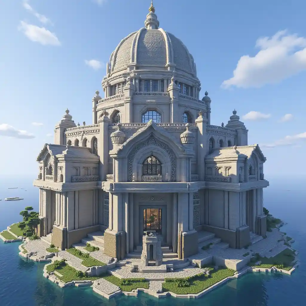 Exploring a Large Minecraft Building with a Stunning Dome Design