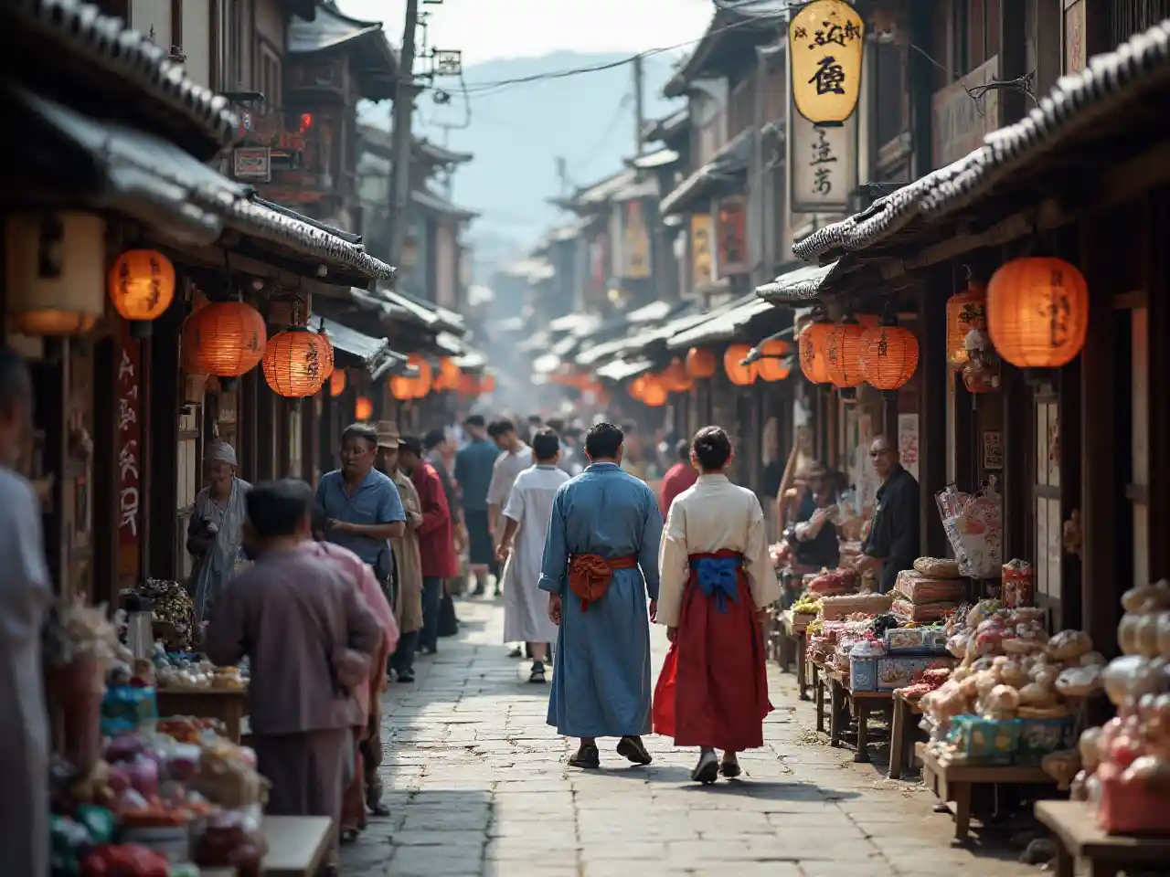 Exploring the Vibrant Atmosphere of Historical Japan's Market Streets