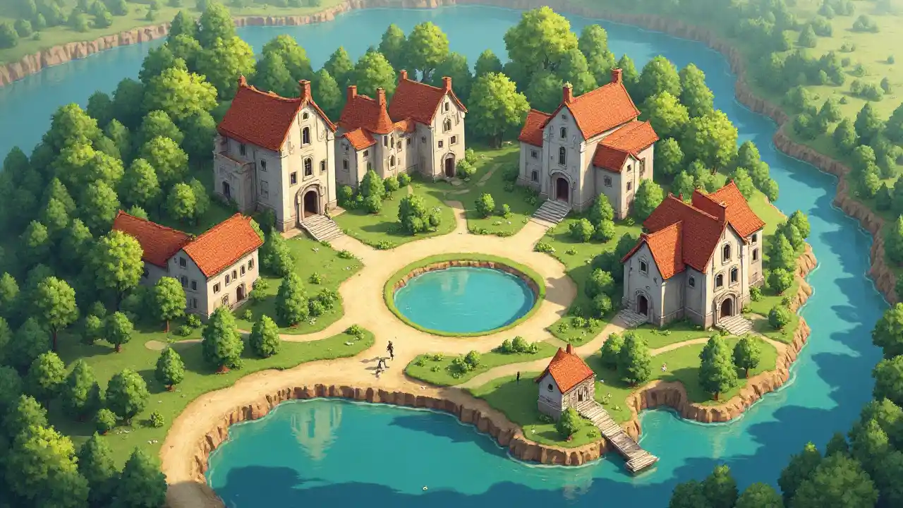 A Captivating Illustrated Map of Faerie University Campus