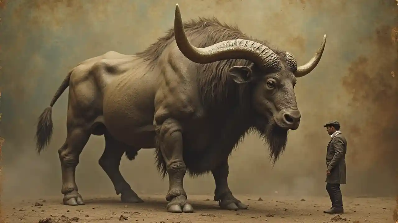 A Captivating Vintage Photo of a Satiated Minotaur