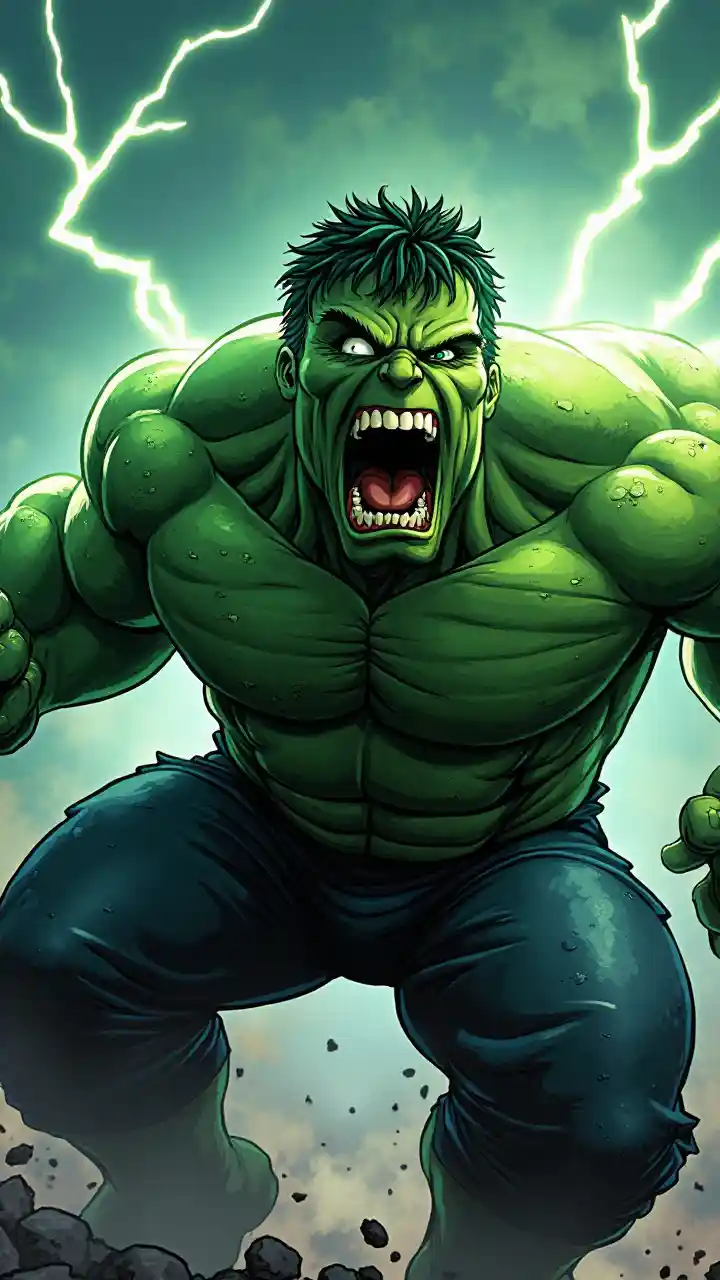 The Mighty Hulk: A Dynamic Comic Art Representation